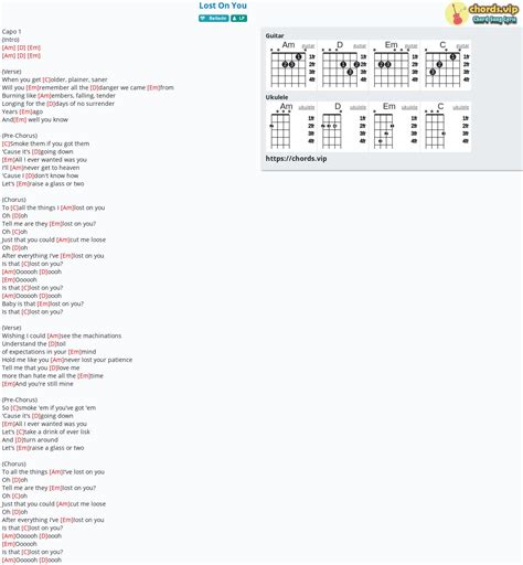 Chord Lost On You Tab Song Lyric Sheet Guitar Ukulele Chordsvip