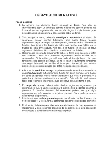 Ensayo Argumentativo Estructura Pdf