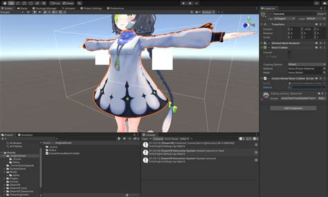 Skinnedmeshなオブジェクトにmeshcolliderを生成する Shelties Garage