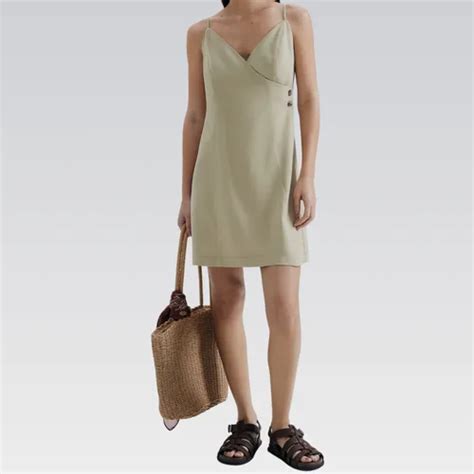 Vestido Peach Touch Hering Alças Finas Decote V Transpasse