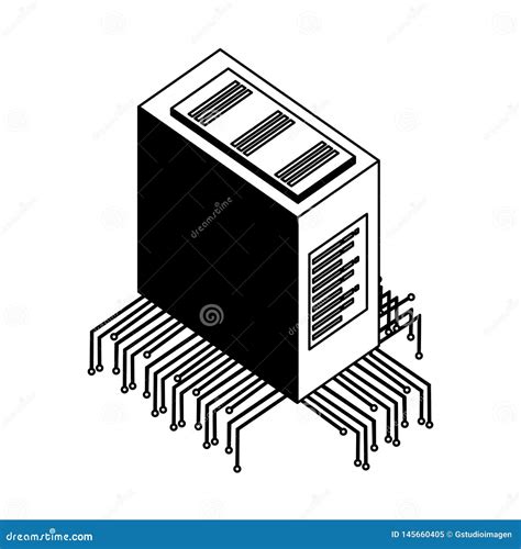 Server Data Center With Electronic Circuit Isometric Icon Stock Illustration Illustration Of