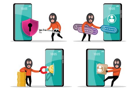 Hacker Steal Coins And Data From Mobile Phone 34781184 Vector Art At