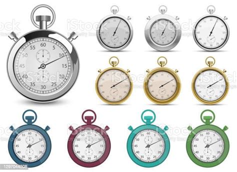 흰색 배경에 격리 된 복고풍 스톱워치 벡터 디자인 일러스트레이션 개념에 대한 스톡 벡터 아트 및 기타 이미지 개념 개념과