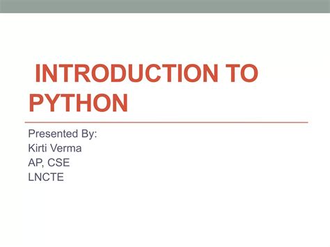Introduction To Python History And Platforms Pptx