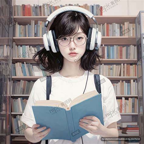 Ai创作图书本听歌机 听歌的少女 认真读书的女生 认真看书的女孩 大学生朗读 有声书宣传 听音乐的少女 看书知识学生读书图片 校园朗读背景 戴眼镜的女生 图书馆听书室 读书的女生 朗读者素材