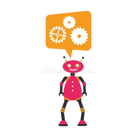 Electronic Robot With Speech Bubble Card Icon Stock Vector