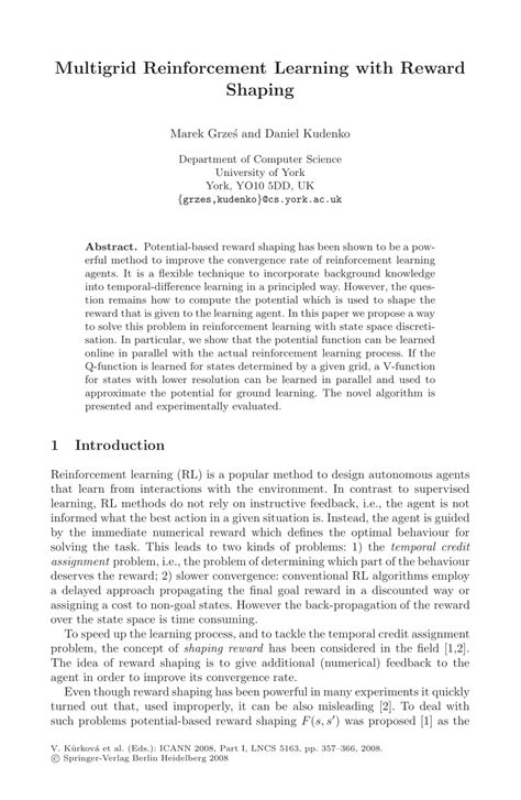 Pdf Multigrid Reinforcement Learning With Reward Shaping