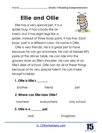 Grade 1 Reading Comprehension Worksheets 15