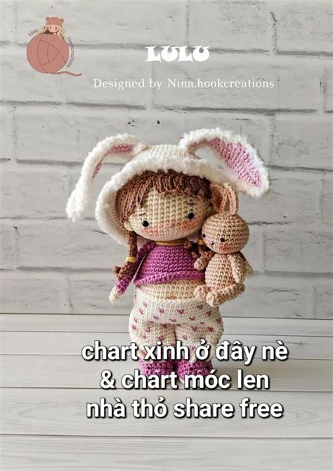 Lulu Doll With Rabbit Crochet Pattern Crochet Doll Pattern Crochet