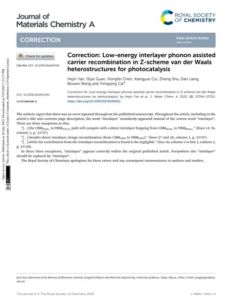 Pdf Correction Low Energy Interlayer Phonon Assisted Carrier