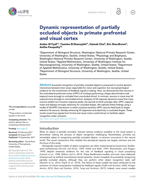 Pdf Dynamic Representation Of Partially Occluded Objects In Primate