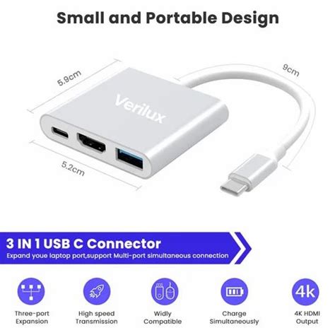 Verilux 3 In 1 Type C USB C Hub At Rs 959 Piece Usb C Cable In New Delhi ID 2849148946612