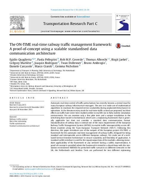 pdf the on time real time railway traffic management framework a