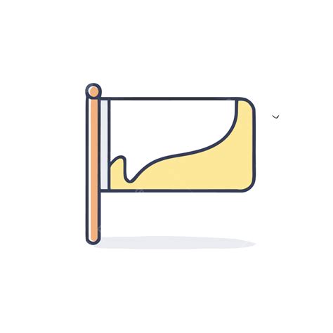 흰색과 노란색 장식이 있는 깃발의 라인 아트 이미지 벡터 흰색 배경에 흰색 배너를 묘사한 직계 아이콘 플랫 아이콘 및 드리블에 의한 벡터 일러스트 비핸스 Hd Png