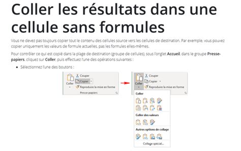 Coller Les Résultats Dans Une Cellule Sans Formules Microsoft Excel 2016