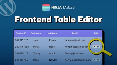 How To Use Wordpress Frontend Table Editor Allow Users To See And Edit Their Entries Ninja