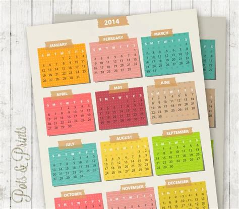 Printable Calendar Post It Notes 2014 Printable Wall Calendar For