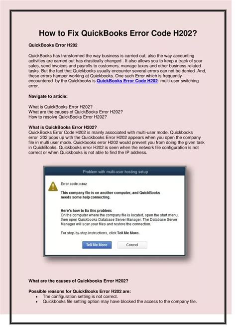 PPT How To Fix QuickBooks Error Code H202 Docx PowerPoint Presentation ID 11199724