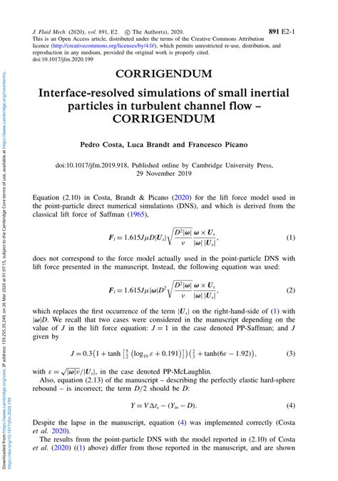 Pdf Interface Resolved Simulations Of Small Inertial Particles In