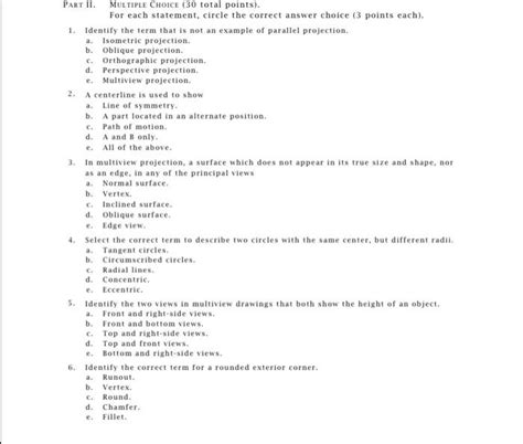 Solved PART II MULTIPLE CHOICE Total Points For Each Chegg