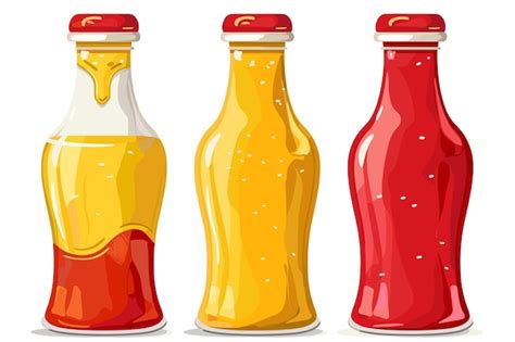 Set Of Sauce Bottle Illustration Premium Ai Generated Vector
