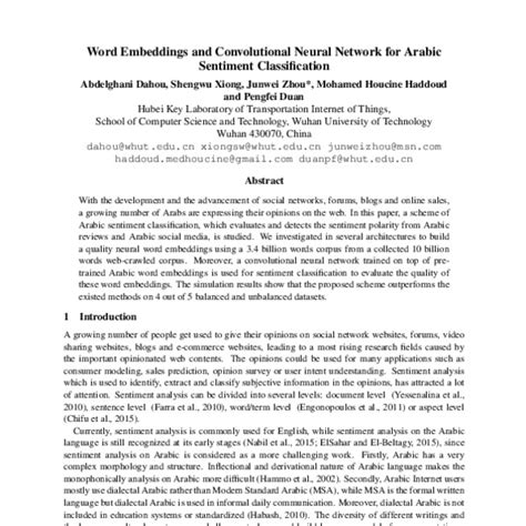 Word Embeddings And Convolutional Neural Network For Arabic Sentiment Classification Acl Anthology