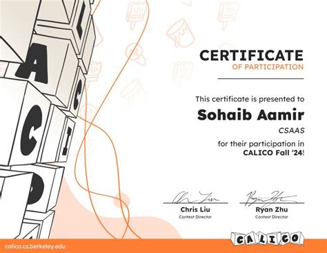 Sohaib Aamir On Linkedin Calico Fall Certificate Participation