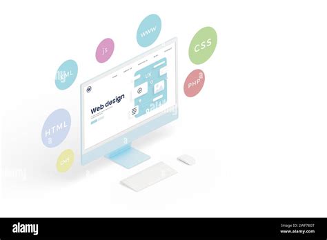 Web Design Studio Page With Page Layout And Surrounding Balloons Web