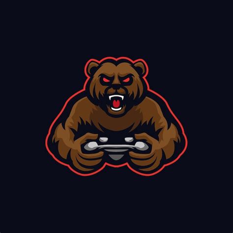 Premium Vector Bear With Console Gaming Mascot Logo