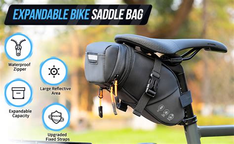 Autowt Bike Saddle Bag Waterproof Bike Seat Bag Expandable To 2l