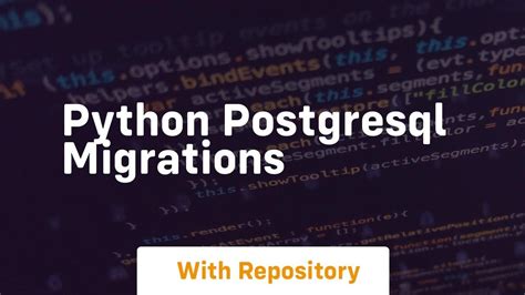 Python Postgresql Migrations Youtube