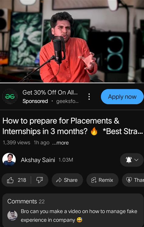 Watch Akshay Sainis Video On Placements And Internships Anurag Rawat
