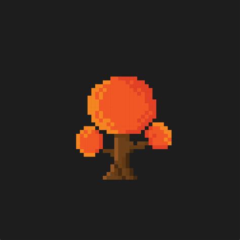 A Tree With Autumn Leaves In Pixel Art Style Vector Art At Vecteezy
