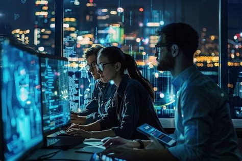 premium photo cybersecurity analysts collaborating with ai assis