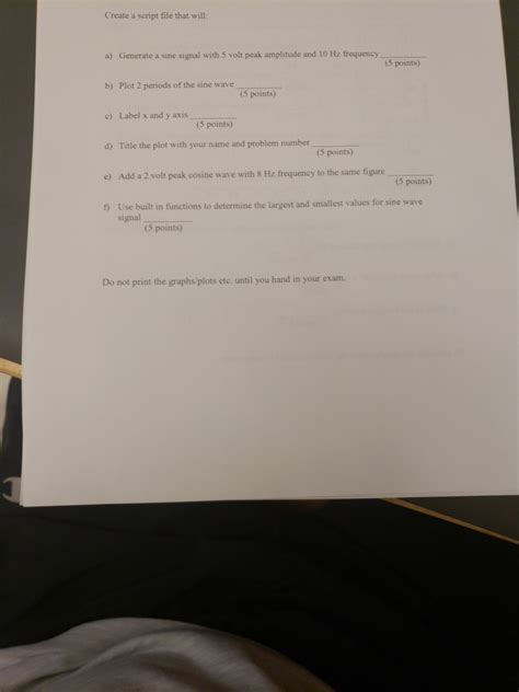 solved create a script file that will a generate a sine