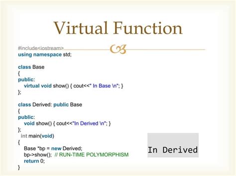 virtual function in c pure virtual function pptx