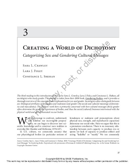 Pdf Reading 3 Creating A World Of Dichotomy Categorizing Sex And