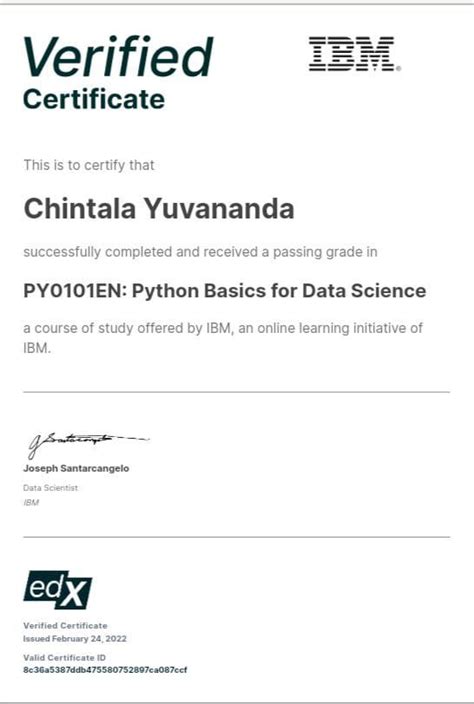 yuvananda chintala on linkedin python certificate