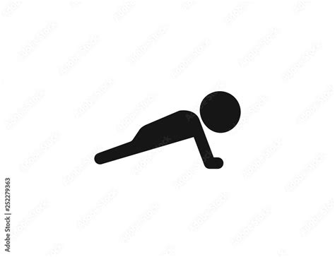Pushups Exercises Glyph Icon Vector On White Background Flat Vector Pushups Exercises Icon