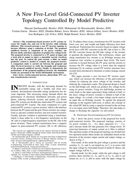 Pdf A New Five Level Grid Connected Pv Inverter Topology Controlled By Model Predictive