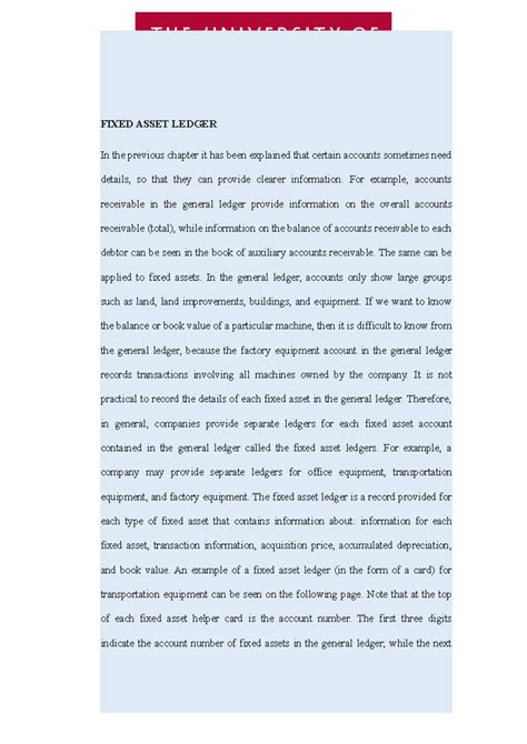 Notes Accounting Fixed Asset Ledger Fixed Asset Ledger In The Previous Chapter It Has Been