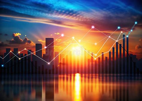 Sunset Silhouette Graph Data Set Abstract Business Chart Visualization Of Financial Performance