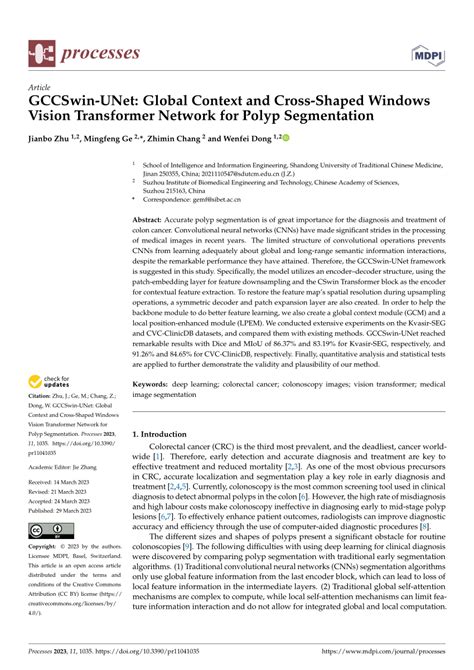 Pdf Gccswin Unet Global Context And Cross Shaped Windows Vision Transformer Network For Polyp
