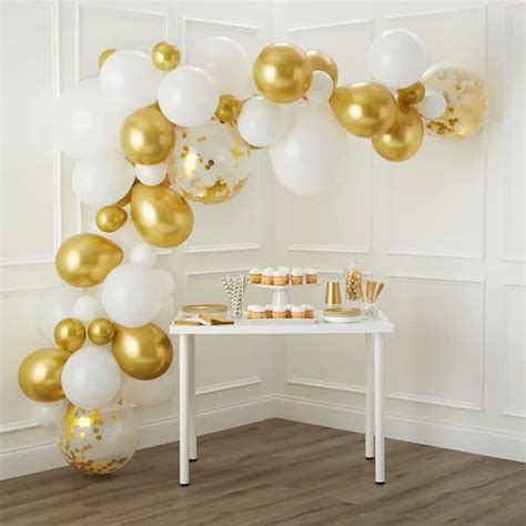 Gold And White Balloon Garland For Diy Party Decor