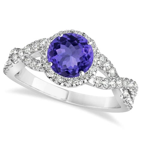 Tanzanite And Diamond Twisted Engagement Ring 14k White Gold 1 55ct Ng5541