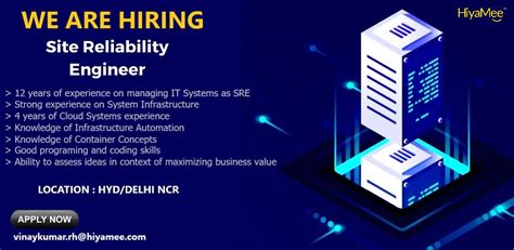 Vinaykumar R H On Linkedin Hiyamee Hiring Opening Sre Exp Hyderabad Noida Gurgaon Delhi