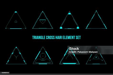 Hud 기술 미래 삼각형 사이피 프레임 레이아웃 Ui 게임 인포그래픽 정보 벡터 세트에 대 한 레이아웃 템플릿 삼각형에 대한