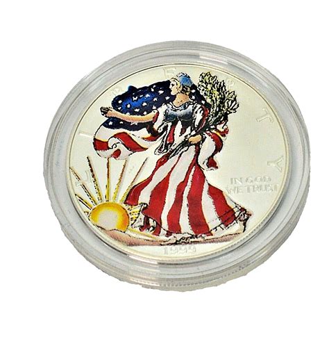 1999 Fine Silver 1 Oz Colorized Walking Liberty Dollar Coin Ebay