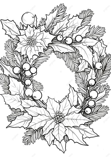 크리스마스 색칠하기 책 또는 페이지 크리스마스 화환 흑백 벡터 일러스트 레이 션 배경 배경 화면 및 일러스트 무료 다운로드 Pngtree