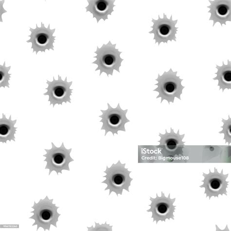 현실적인 상세한 3d 총알 구멍 원활한 패턴 배경 벡터 강철에 대한 스톡 벡터 아트 및 기타 이미지 강철 개념 공격성 Istock